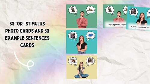 "Or" Conjunction Picture Flashcards with Sentence Model Cards (Real Photos)