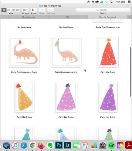 Dinosaurs in party hats clipart, graduation celebration whimsical dinos PNG
