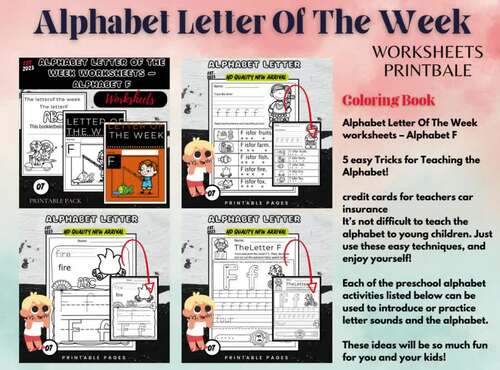 Alphabet Letter Of The Week worksheets – Alphabet F by English For Kids ABC