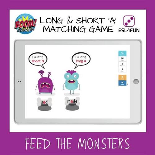 Boom Cards - Feed the Monsters - Long and Short "A" Matching Game by ...