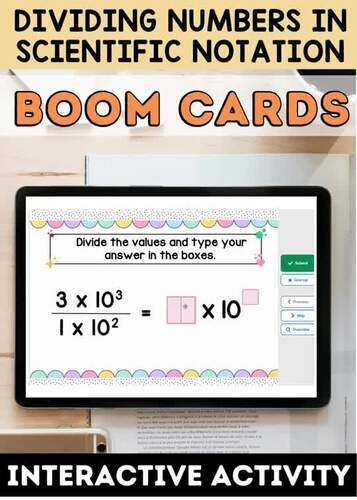 Dividing Numbers in Scientific Notation | Boom Cards by Math and Glitter
