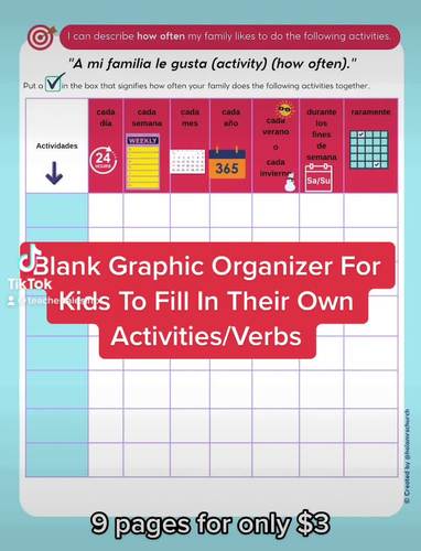 How often my family likes to do activities - 9 pages (Novice - Spanish)