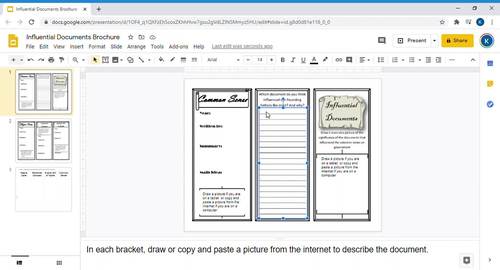 Influential Documents Trifold Brochures and Sort Activity SS.7.CG.1.3