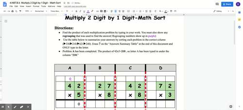 Multi-Digit Multiplication Digital Math Sorts 4.NBT.5 by Keep On Growing