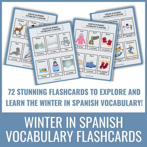 Winter In Spanish Bilingual Vocabulary Flashcards | Seasonal Picture ...