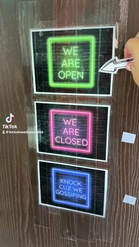 Classroom Door Sign – "We’re Open, Closed, or Gossiping" Edition