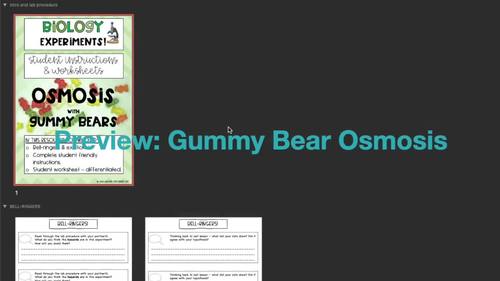 Osmosis with Gummy Bears Lab by Miss Osmosis | TPT