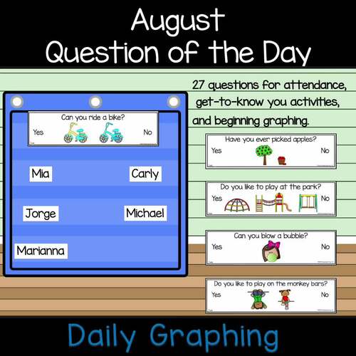August Question of the Day - 27 Questions for PreK and Kindergarten