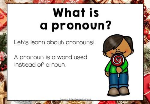 Parts of Speech Christmas Pronouns Google Slides ™ Distance Learning