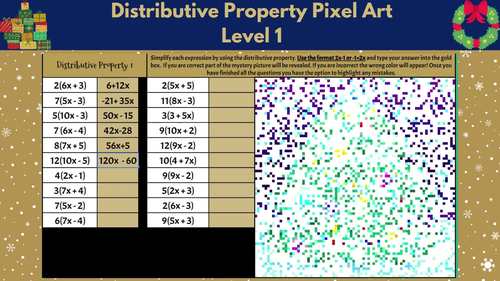 Distributive Property Christmas Math Pixel Art bundle | TPT