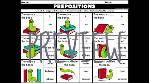 Prepositions Practice - Color in by Car-Mel Learning | TPT