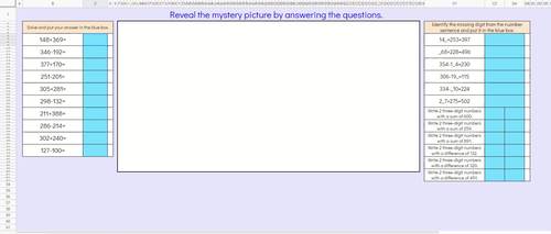 Digital Math Pixel Art Mystery Picture 2nd Grade 2.NBT.7 Addition ...