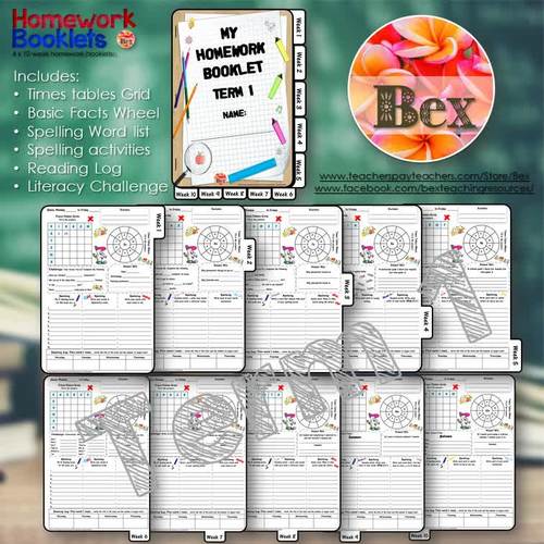 Homework Booklets Yr 5 - 6 (40 Weeks) by Bex | TPT