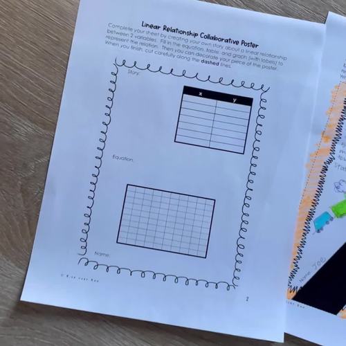 Graphing Linear Equations Project Activity with Real World Relationships