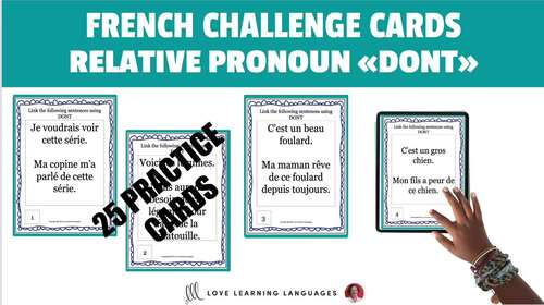French Relative Pronoun DONT Challenge Task Cards Activity | TPT