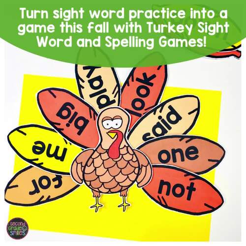 Thanksgiving Spelling & Reading Turkey Games - Build a Turkey - Sight Words