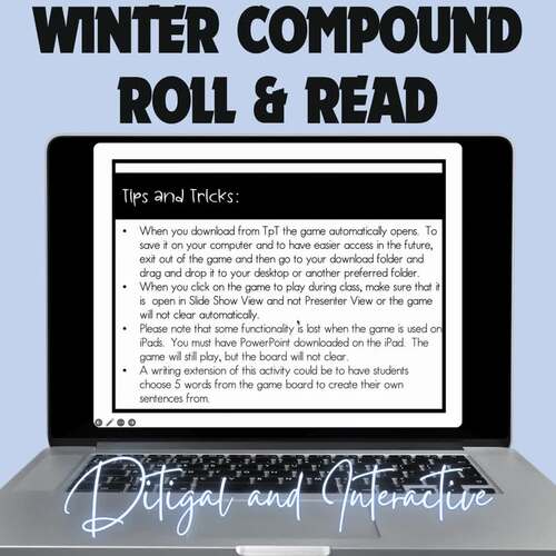 Winter Roll & Read Multisyllabic Compound Words Sentences Digital ...