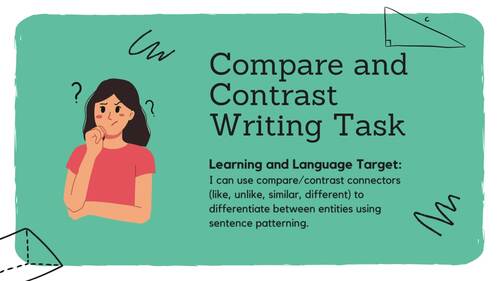 Scaffolded Compare/Contrast Writing Task ESL, ELD, EL Level 1 Newcomer