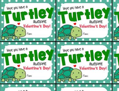 Turtle Valentine's Day Gift Tag- Hope you have a Turtley awesome ...