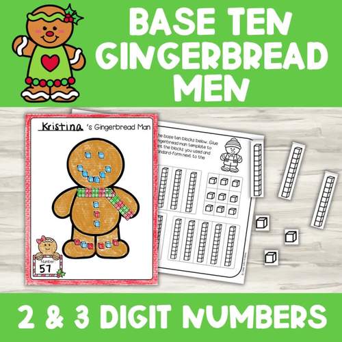 Gingerbread Man Base 10 Ten Blocks Math Craft Place Value | Christmas ...