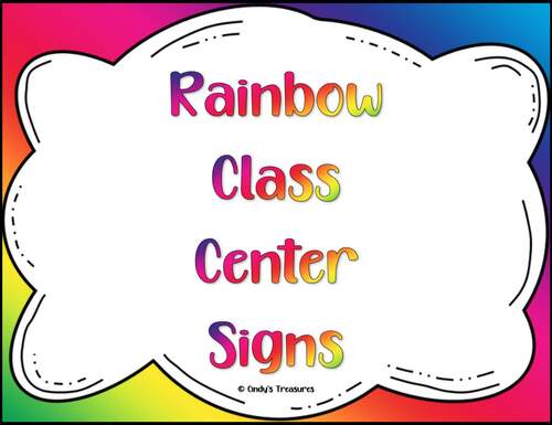 Rainbow Theme Center Signs *Editable* by Cindy's Treasures | TPT