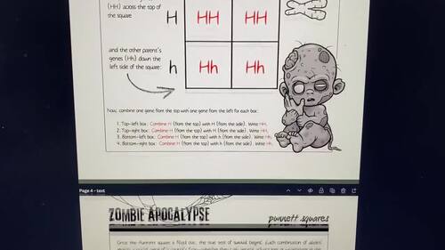 Genetics & Heredity Survival Lab activities, Zombie Trait Punnett Squares