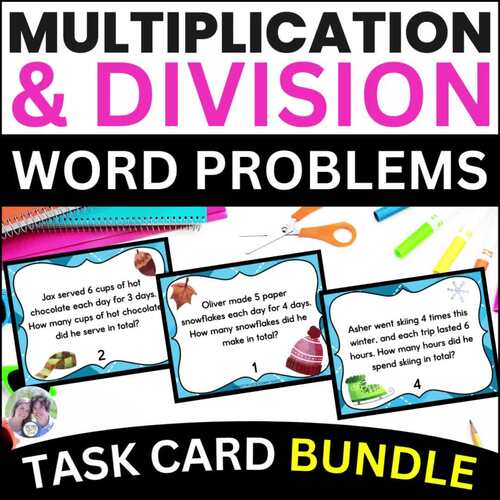 Seasonal Multiplication and Division Word Problems Task Cards Bundle ...