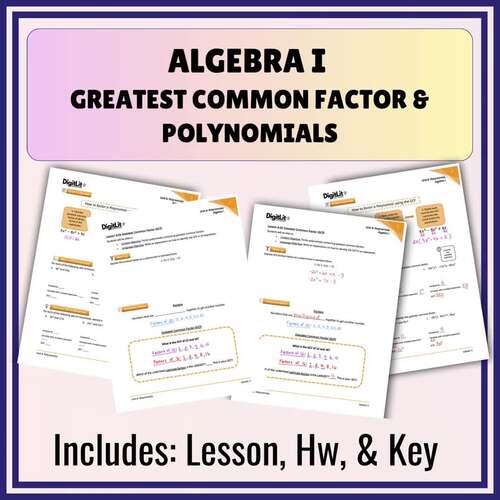 Greatest Common Factor & Polynomials Guided Notes, Worksheet 9th Grade ...