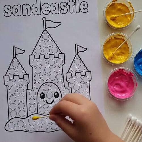 Summer Q-Tip Painting Fine Motor Dot Art Activities for Kindergarten