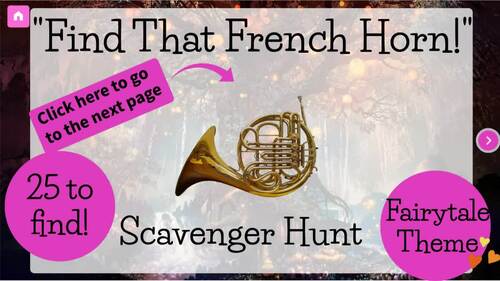 French Horn Digital Scavenger Hunt- Fairytale Themed- Online Music Game