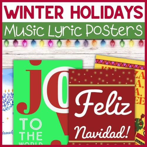 Winter Holiday Song Lyric Music Posters | Christmas Carol Hanukkah Kwanzaa