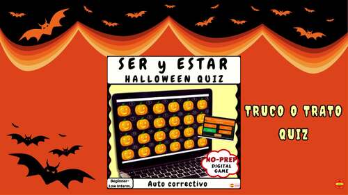 NoPrep Digital Spanish Halloween Game Ser vs Estar Practice Interactive ...