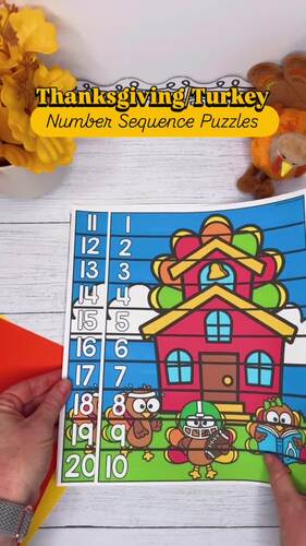 10 Thanksgiving/Turkey Differentiated Number Sequence Puzzles | TPT
