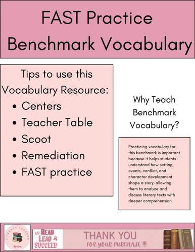 3rd 4th 5th ELA Florida B.E.S.T. R.1.1 Academic Vocabulary Word Wall