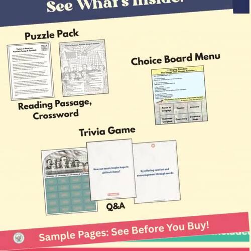 Patriotic Songs American Ideals HSS 5.7.6 Puzzle Pack, Trivia Game ...