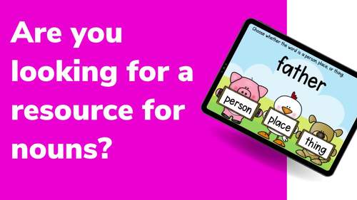 Noun Sort Digital BOOM CARDS Distance Learning by Fiddleheads | TPT