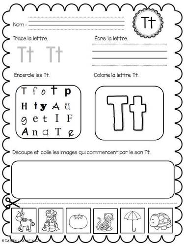 French Alphabet Letter T | Alphabet Lettre T by Caroline Joannette