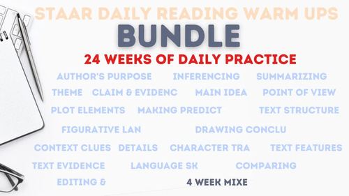 STAAR Daily Reading Comprehension | 24 Week Review | Warm Ups | GROWING ...