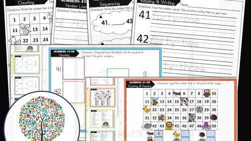 Counting and Writing Numbers 41 to 50 - Printable & Digital - Distance ...