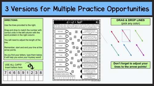 Big 4 Kinematics-PRINT+DIGITAL Bundle-d=vit+1/2at2-Physics Activity-1D ...