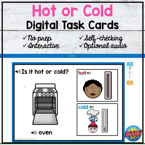 Life Skills Task Cards - Hot or Cold Sort (Print & Digital Boom Cards)