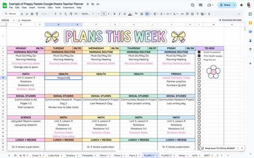 Digital Teacher Planner - A Weekly Planner & Google Sheets Teacher Planner