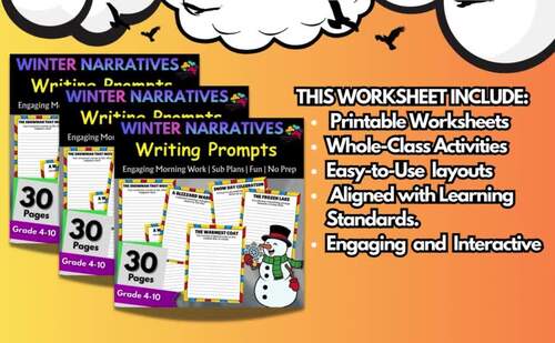 Winter Narrative Opinion Prompt Writing Activities 4th,5th,6th,7th,8th ...