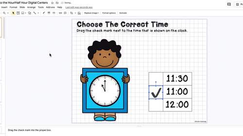 Telling Time to the Hour/Half Hour Digital Centers for Google Slides™