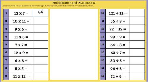 Pumpkin Teddy Bear Multiplication and Division to 12 Pixel Art Mystery ...