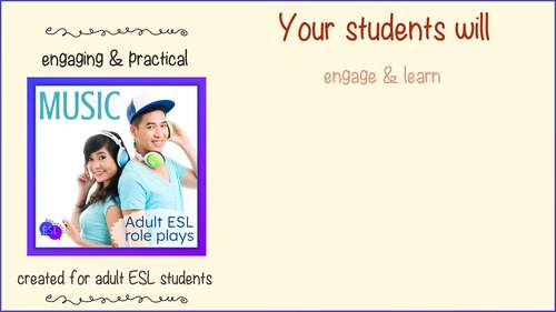 Music ROLE PLAYS for Adult ESL - Scripts - Scenarios - & More! | TPT