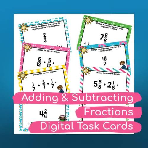 Adding and Subtracting Fractions Digital Google Forms Distance Learning