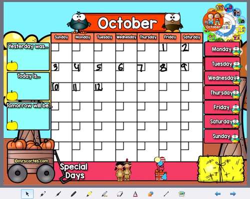 Morning Calendar For PROMETHEAN Boards - October- Fall by mrscortes