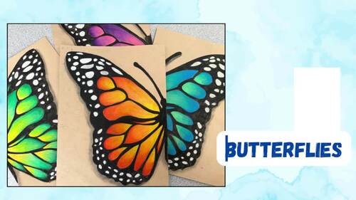 Color Pencil Butterfly Drawing, Spring Art, Middle, High School | TPT