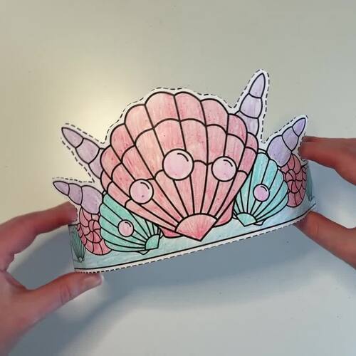 Mermaid Paper Crown Headband Printable Coloring Craft Activity Costume